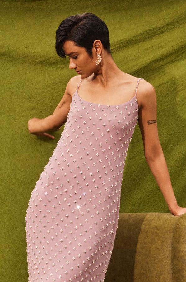 Bea Dress in Powder Mauve – Kangana Trehan