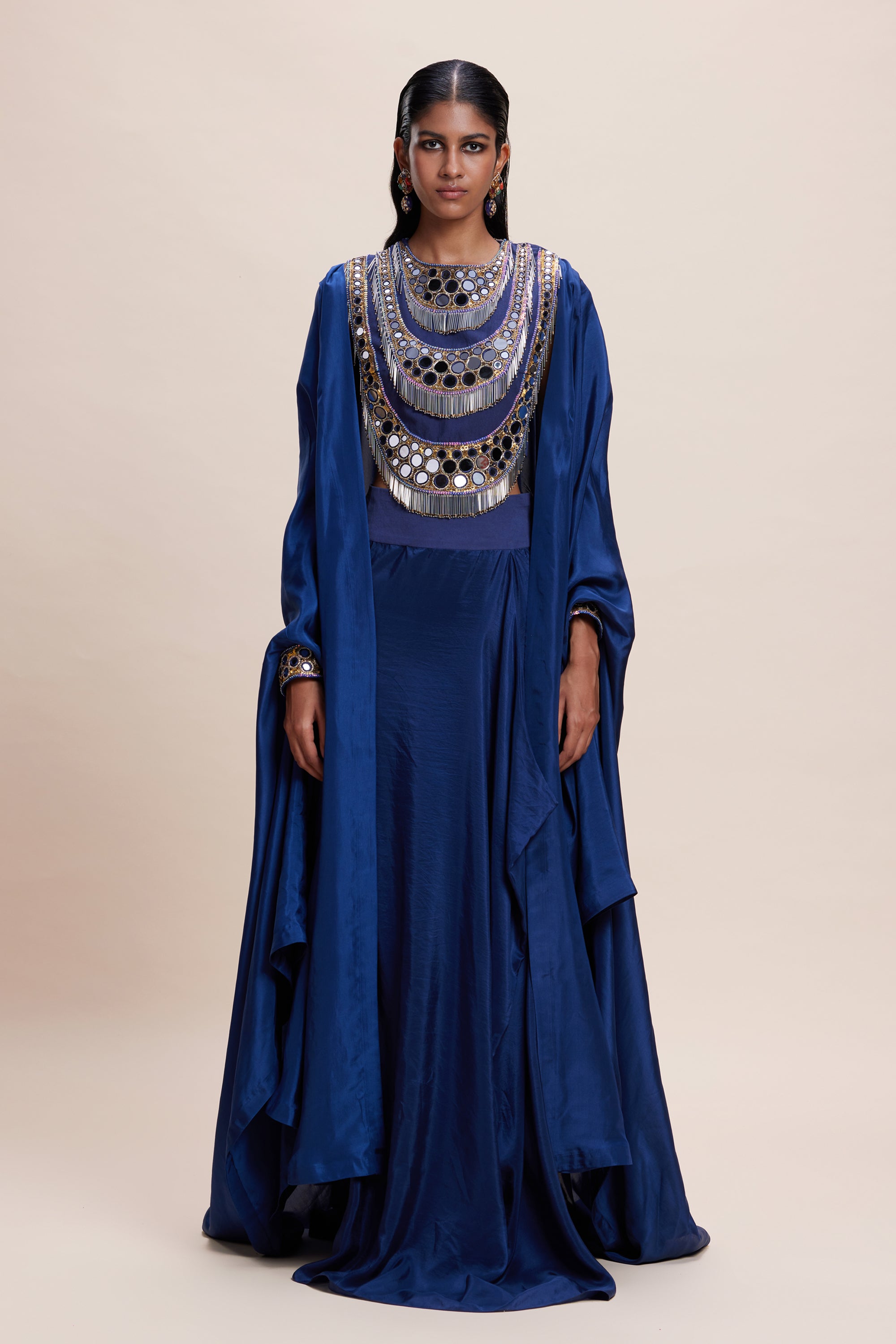 Midnight Blue Cape Set – Kangana Trehan